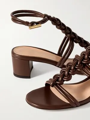 GIANVITO ROSSI Capua 45 Woven Leather Sandals - Brown
