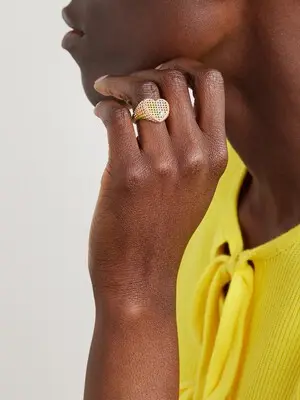 Yvonne Léon Chevaliere Coeur 9-karat Diamond And Enamel Ring - Gold