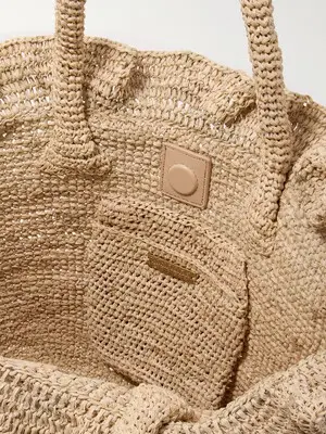 LOEFFLER RANDALL Cyris Ruffled Crocheted Raffia Tote - Neutrals