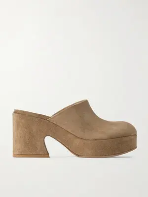 GIANVITO ROSSI Lyss 55 Suede Mules - Brown