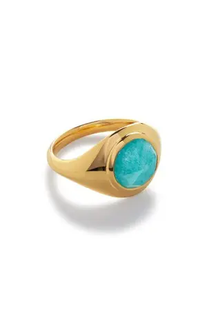 Monica Vinader Eclipse Amazonite Signet Ring - 18ct Gold Vermeil/amazonite