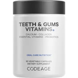 CODEAGE Teeth & Gums Vitamins + Collagen & Probiotics Supplement - White
