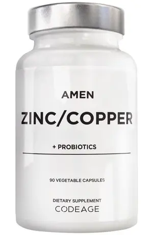 CODEAGE Amen Zinc & Copper Supplement + Probiotics - White