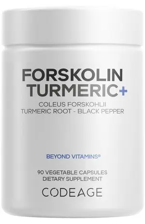 CODEAGE Forskolin Turmeric Supplement + Turmeric & Black Pepper - White