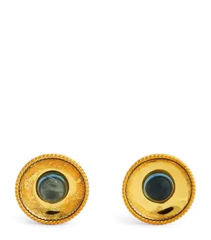 Tateossian Plated Blue Topaz Cufflinks - Gold