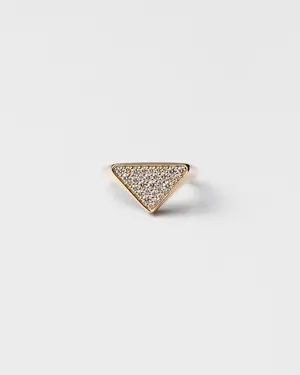 Prada Eternal Gold Diamond Signet Ring - Gold/white