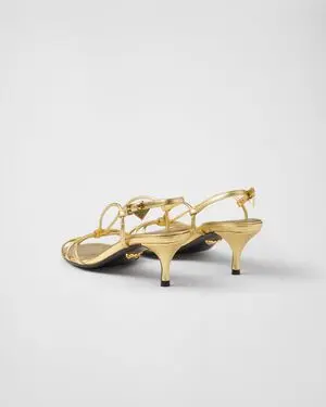 Prada Mordoré Nappa Leather Heeled Sandals
