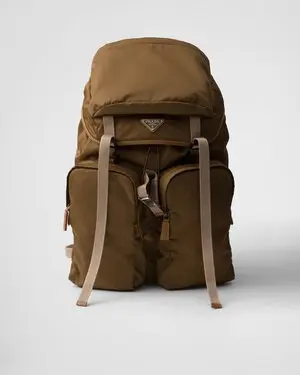 Prada Re-Nylon And Leather Backpack - Cork Beige | Editorialist display picture 1