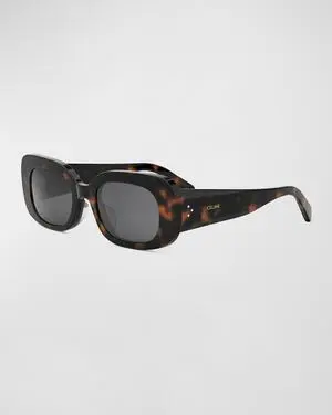 Celine Celine Bold 3 Dots Rectangle Sunglasses Dark Havana Smoke