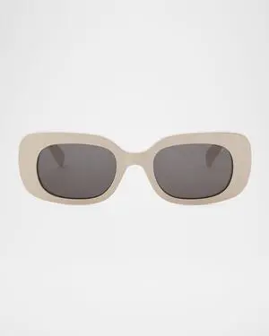 Celine Celine Bold 3 Dots Rectangle Sunglasses Ivory Smoke