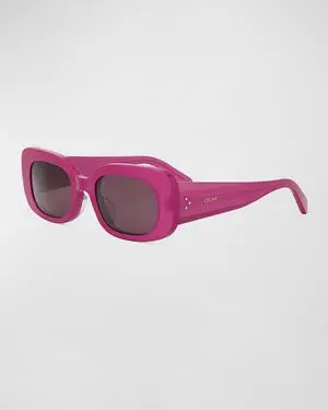 Celine Celine Bold 3 Dots Rectangle Sunglasses Shiny Pink Brown