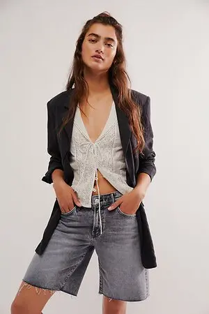 MOTHER The Down Low Undercover Denim Shorts Drawing A Blank