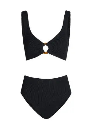 Hunza G Nadine Cut-out Seersucker Bikini - Black