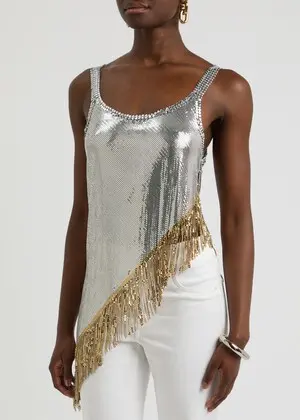 Rabanne Asymmetric Fringed Chainmail Top