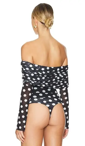 AFRM Floral Off-the-shoulder Bodysuit - Diagonal Dot