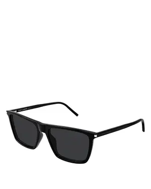 Saint Laurent Thin Squared Sunglasses - Black/gray Solid