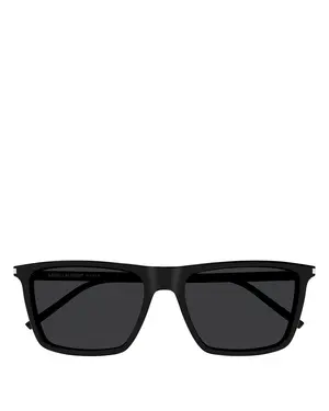 Saint Laurent Thin Squared Sunglasses - Black/gray Solid