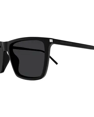 Saint Laurent Thin Squared Sunglasses - Black/gray Solid