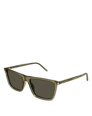 Saint Laurent Thin Squared Sunglasses Brown/brown Solid