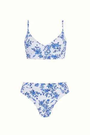 EMILIA WICKSTEAD X Passalacqua Dielle Rose Print Bikini - Blue