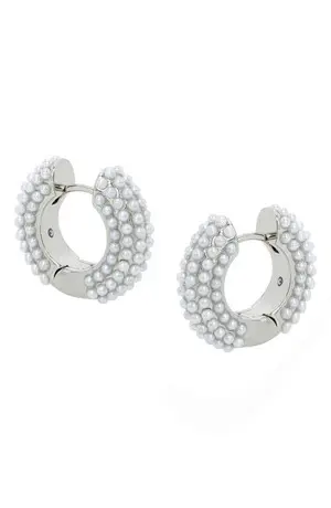 ALLSAINTS Imitation Pearl Huggie Hoop Earrings
