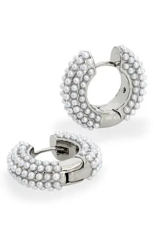 ALLSAINTS Imitation Pearl Huggie Hoop Earrings