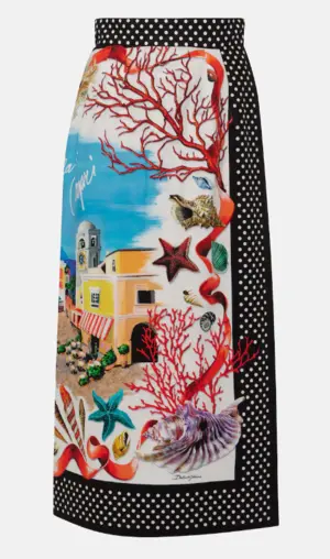 Dolce & Gabbana Capri Printed Cotton Maxi Skirt Multi