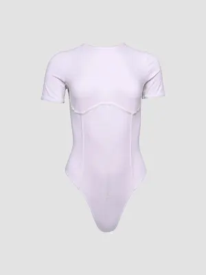 FLEUR DU MAL Stretch Cotton T-shirt Bodysuit - Ivory