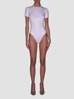 FLEUR DU MAL Stretch Cotton T-shirt Bodysuit - Ivory