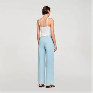 Sandro Crochet Crop Top With Embroidered Logo
