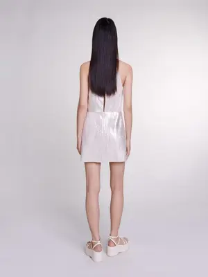 Maje Metallic Halter Neck Dress