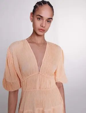 Maje Pleated Maxi Dress - Pale Orange