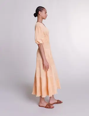 Maje Pleated Maxi Dress - Pale Orange