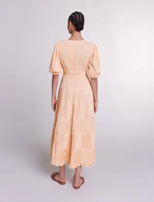 Maje Pleated Maxi Dress - Pale Orange