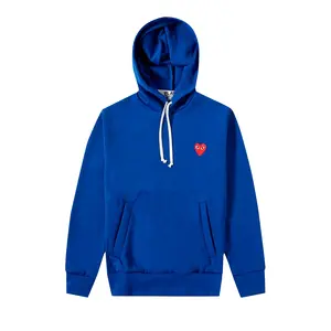 Play Comme Des Garcon Logo Patch Hooded Sweatshirt - Blue