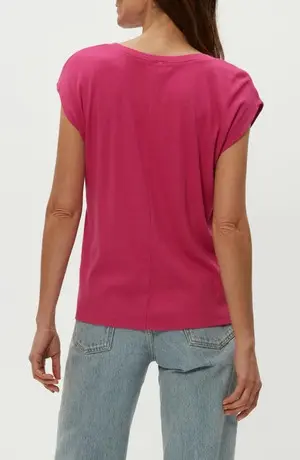 Michael Stars Tati Power Shoulder Rib Top