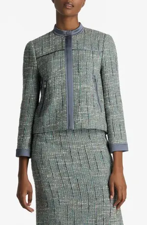 St. John Metallic Tweed Moto Jacket