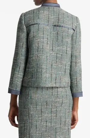 St. John Metallic Tweed Moto Jacket