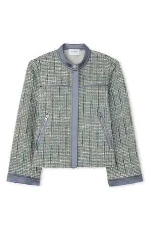 St. John Metallic Tweed Moto Jacket
