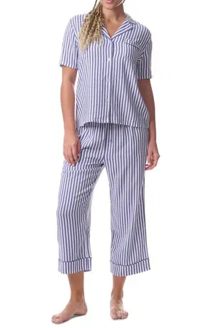Splendid Notch Collar Pajamas Simple Stripe