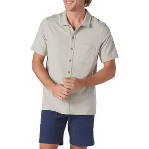 THE NORMAL BRAND Puremeso Solid Short Sleeve Knit Button-up Shirt Sage