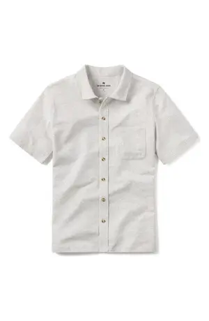 THE NORMAL BRAND Puremeso Solid Short Sleeve Knit Button-up Shirt - Stone