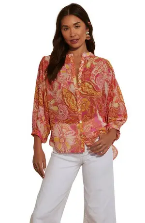 VICI Maggie Floral Chiffon Button-up Shirt