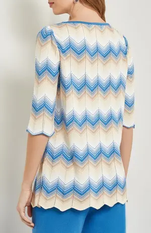 Misook Chevron Pattern Tunic Sweater