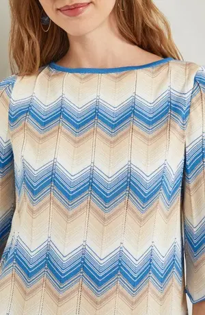 Misook Chevron Pattern Tunic Sweater