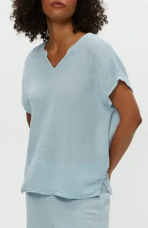 Michael Stars Naomi Split Neck Gauze Top