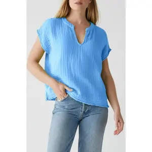 Michael Stars Michael Stars Naomi Split Neck Gauze Top Saltwater