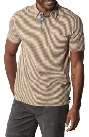 THE NORMAL BRAND Slub Pocket Polo Bronze Stripe