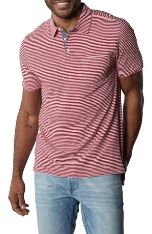 THE NORMAL BRAND Slub Pocket Polo Crimson Stripe