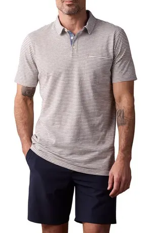 THE NORMAL BRAND Slub Pocket Polo Moss Stripe